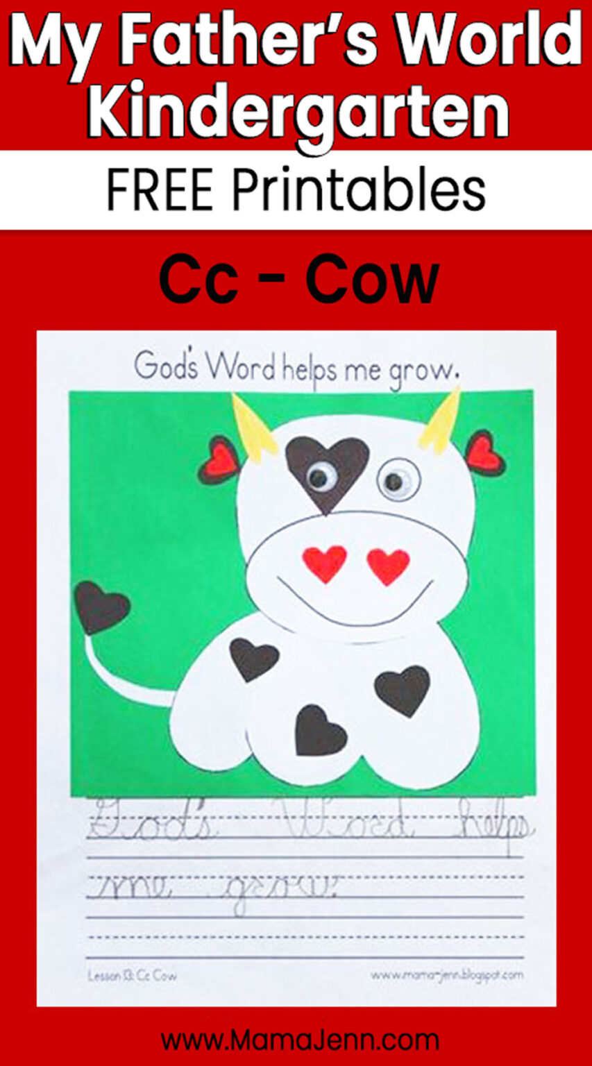 Cc is for Cow: MFW Kindergarten FREE Copywork & Craft Pages