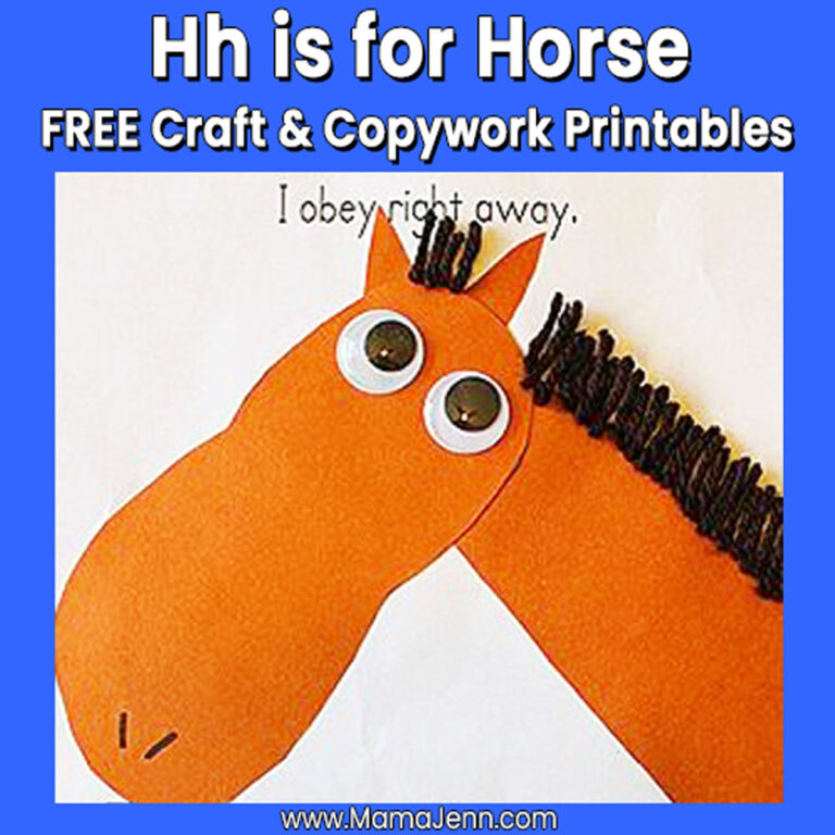 Hh is for Horse: MFW Kindergarten FREE Copywork & Craft Pages