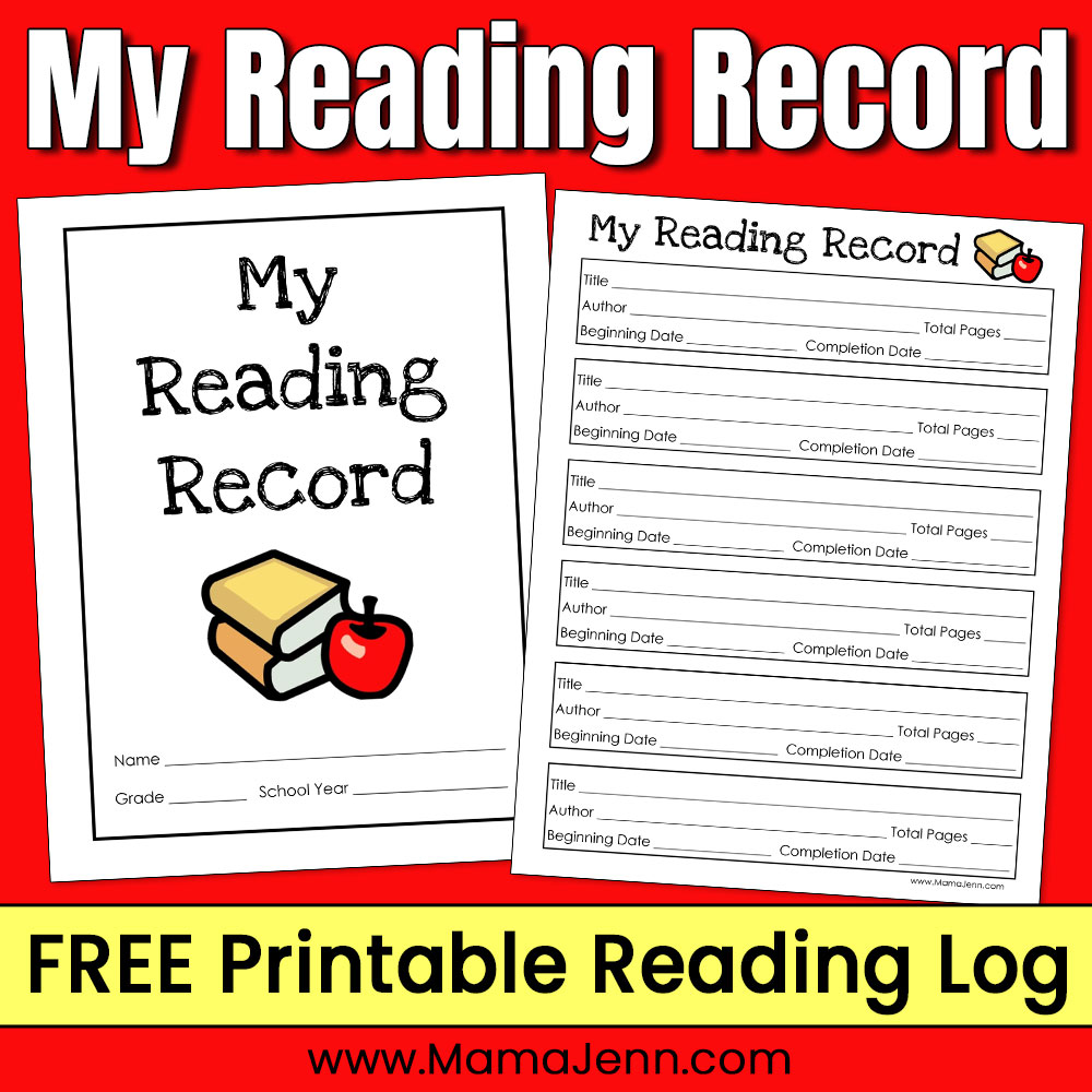 My Reading Record: A FREE Printable Reading Log for Kids!