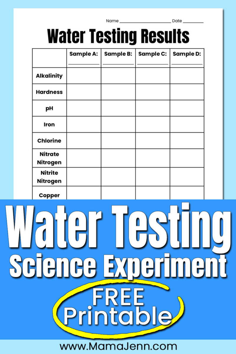 At Home Water Testing Kit: Student Science Experiment with FREE Printable