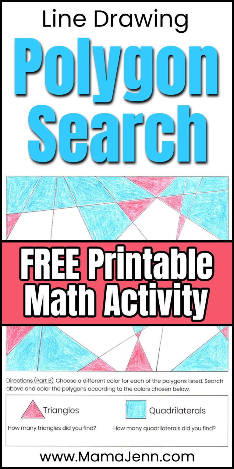 Polygon Search: FREE Printable Math Art Activities for Kids