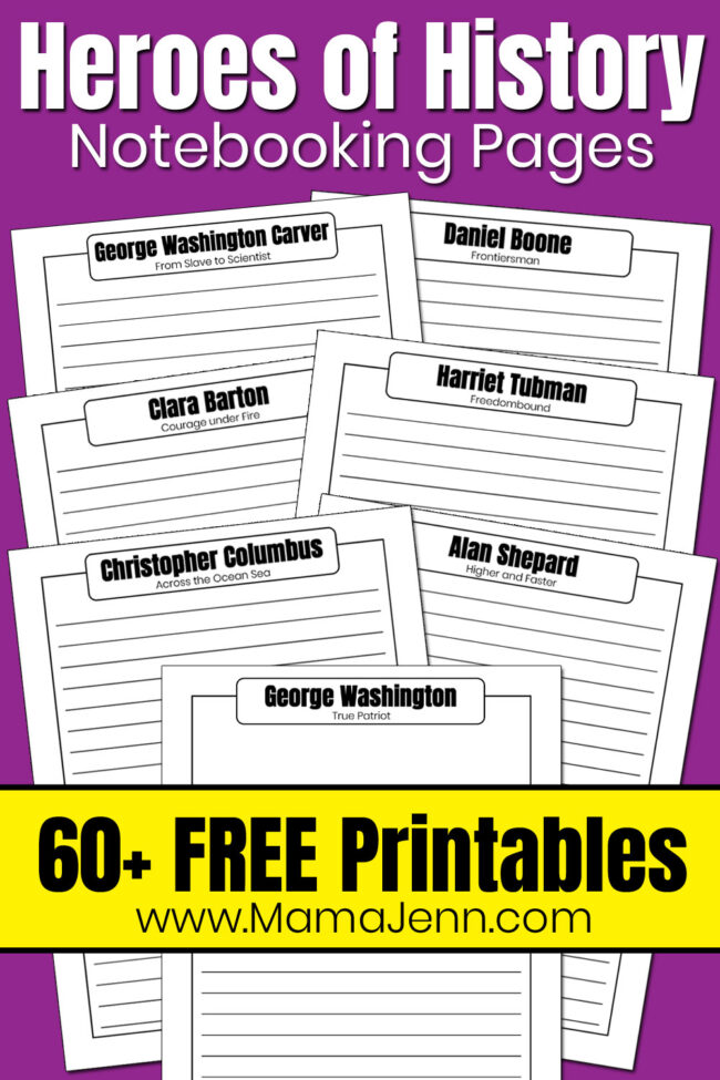 Heroes of History Notebooking Pages: FREE Printables for Each Book!