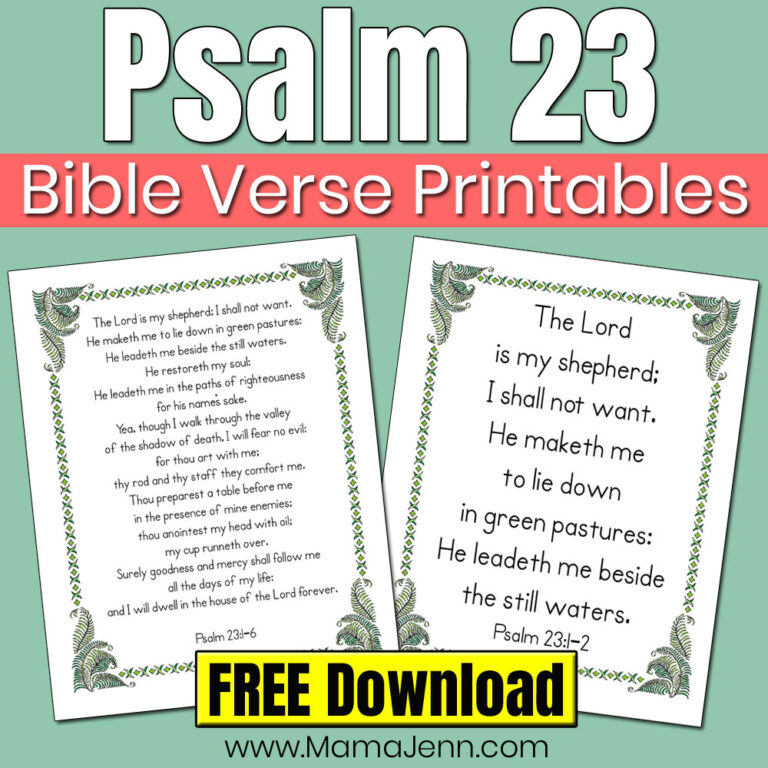 Psalm 23 Bible Verse Copywork Pages - FREE Printables to Download